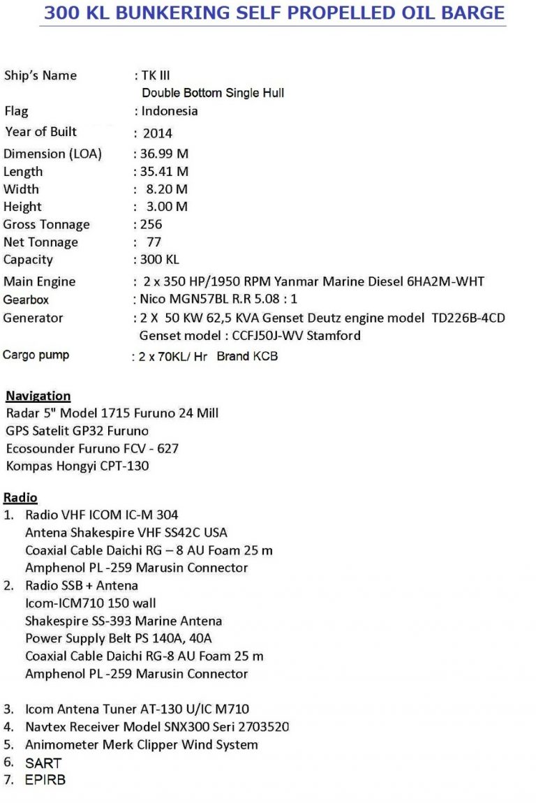 300 KL BUNKERING SPOB FOR SALE – 2014 BLT, 36.99m LOA, 700 HP , DB SH ...